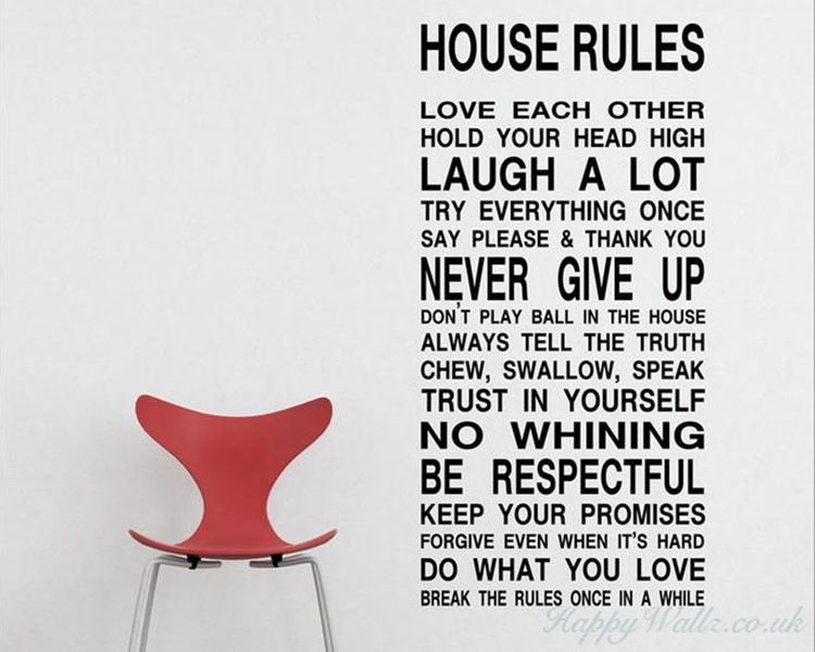 House Rules Quotes Wall Decal Family Vinyl Art Stickers