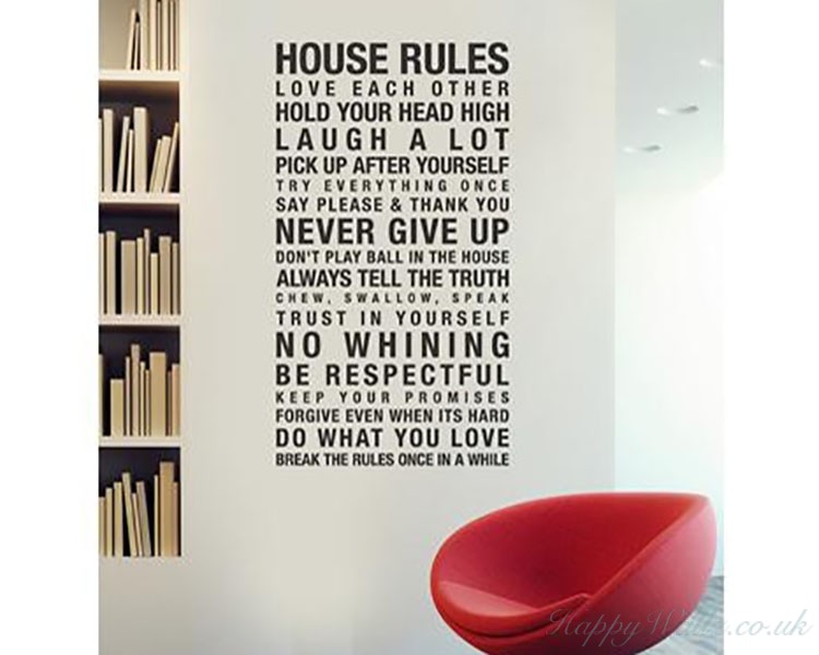 House Rules Quotes Wall Decal Family Vinyl Art Stickers