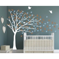 Blowing Tree With Butterflies Wall Decal