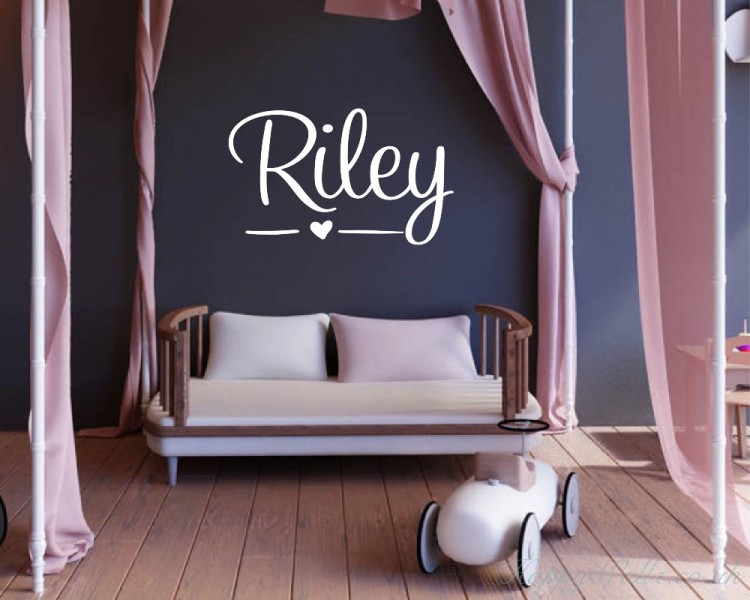 Customised Name Decal with Heart Nursery Wall Decal