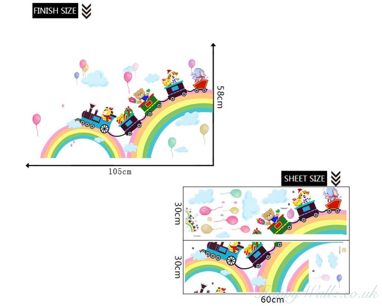 Rainbow Bridge And Animal Train Nursery Decal