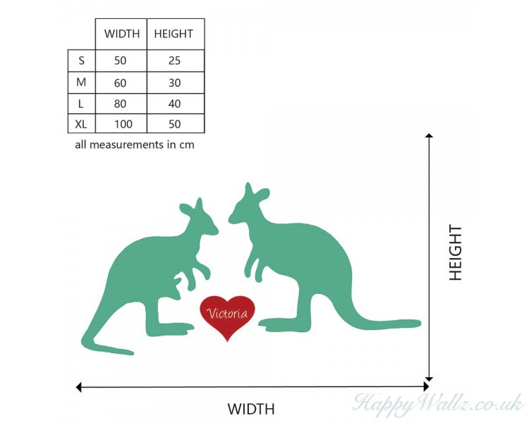 Kangaroos with Customised Name Wall Decal For Nursery