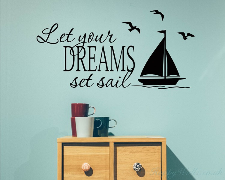 Let your dreams set sail-Nautical sailing wall decor-Nursery wall art