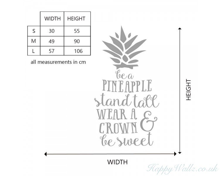 Be a Pineapple Stand Tall Wear a Crown & Be Sweet Quotes Wall Art Stickers