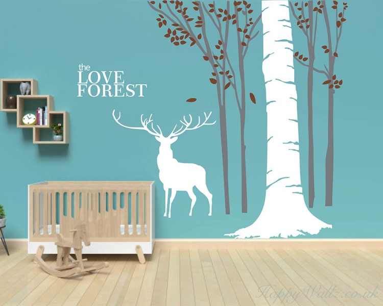 Tree Forest Wall Decals-Woodland Design with Animals Decal