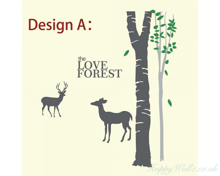 Tree Forest Wall Decals-Woodland Design with Animals Decal
