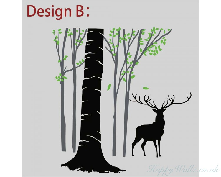Tree Forest Wall Decals-Woodland Design with Animals Decal
