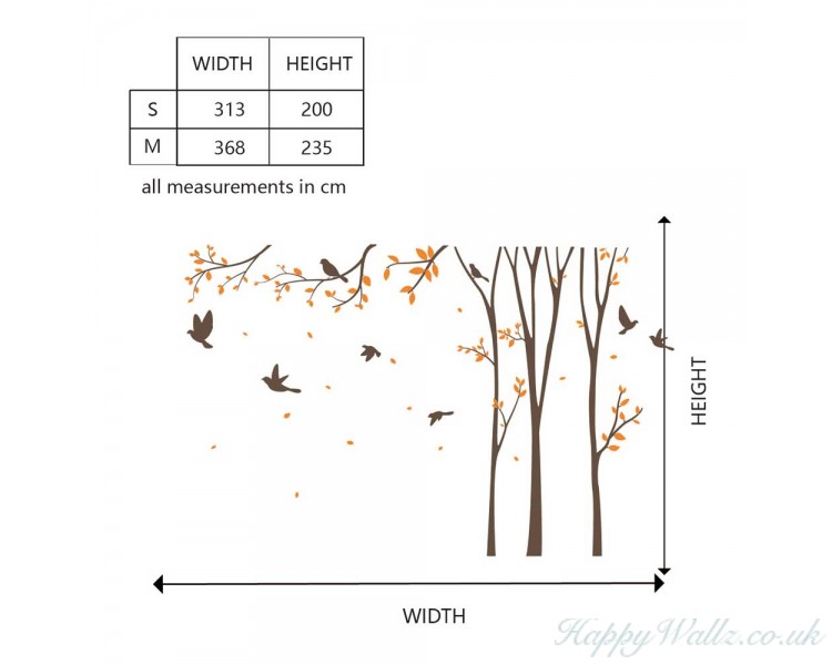 Large Corner Tree Wall Decal with Birds - Tree Art Stickers