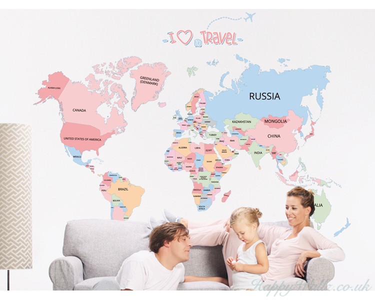 Large World Map Posters For Kids Wall Geography Educational Posters ...