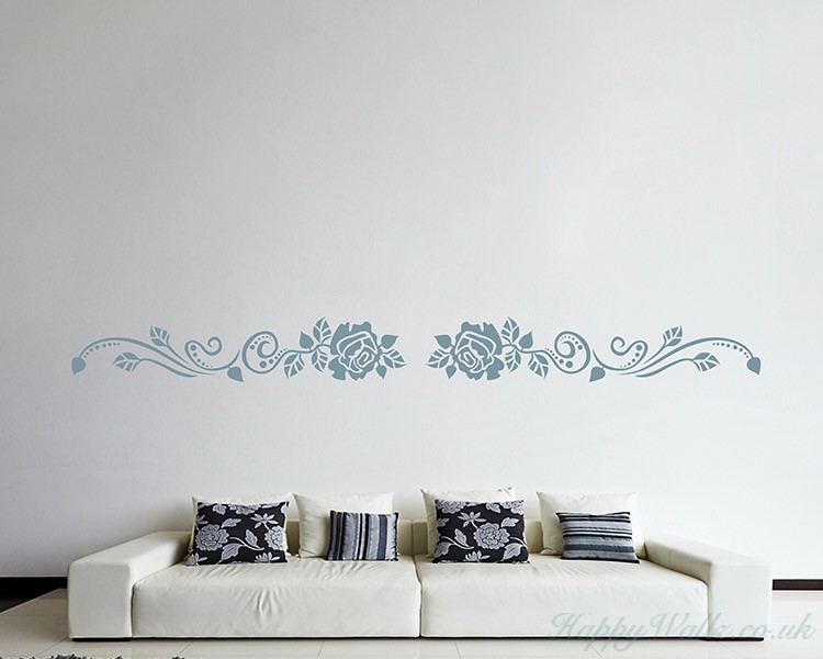 Rose Flower Wall Border Decals Modern Wall Art