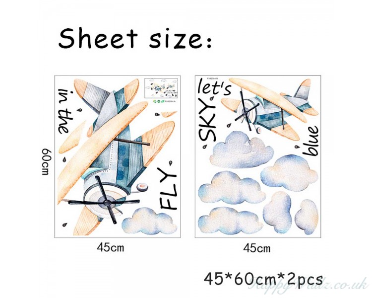 Areoplane with Clouds Nursery Wall Decal