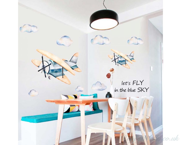 Areoplane with Clouds Nursery Wall Decal