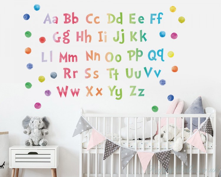 Alphabet Wall Decal Removable Design For Kids