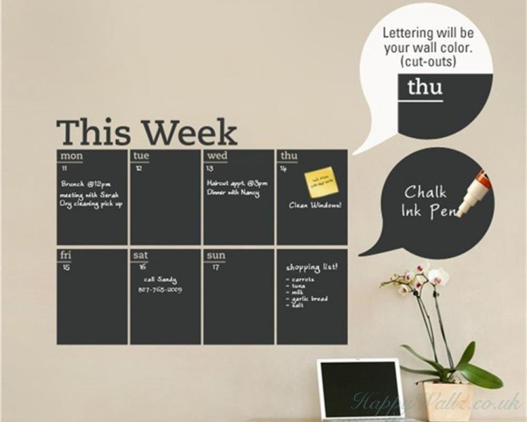 Weekly Planner Chalkboard Calendar - Modern Vinyl Wall Decal